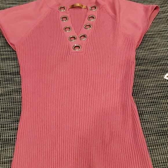Belldini | Tops | Bellidi Pink Short Sleeve Top Diamond Front M C ...